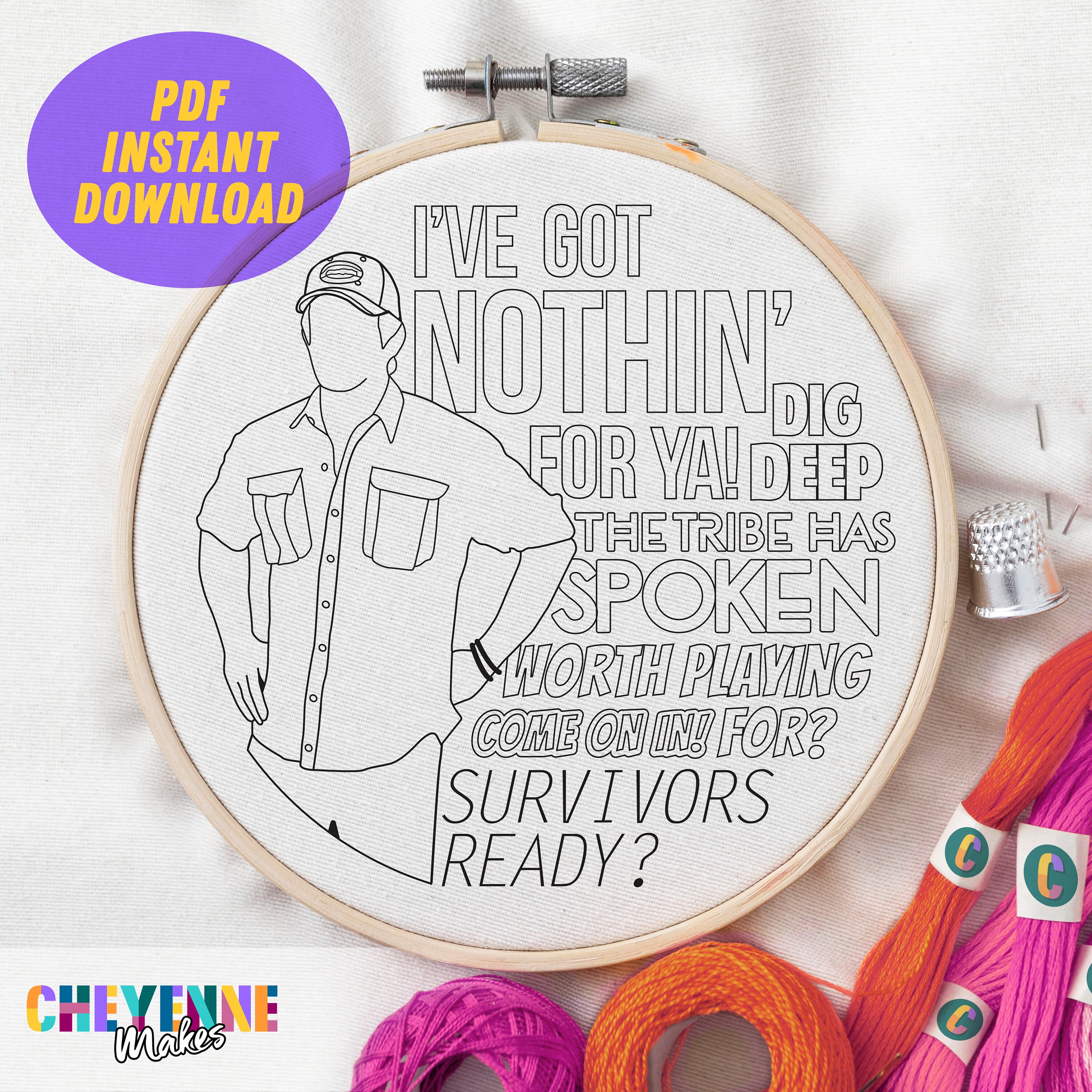 Survivor TV Show Quotes With Jeff Probst Hand Embroidery Pattern ...