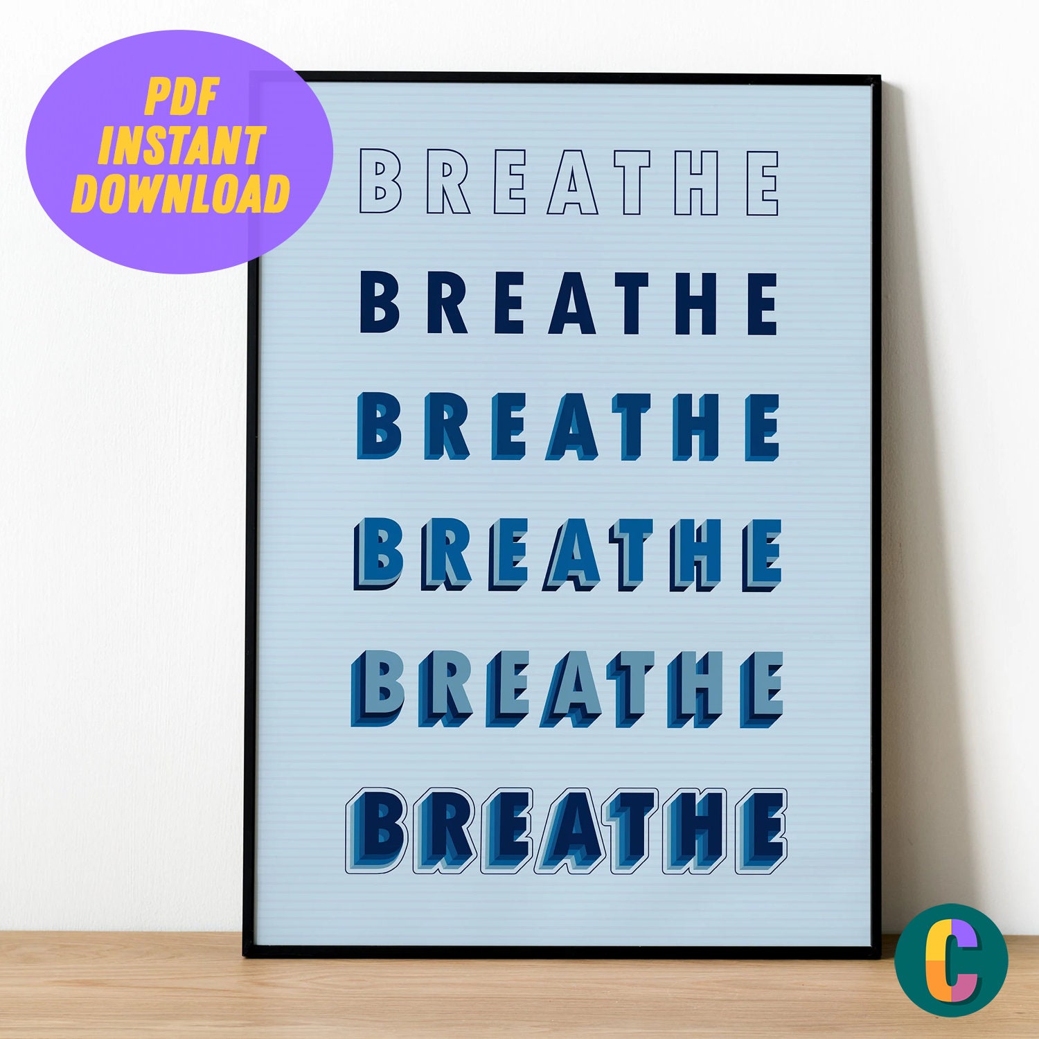 BREATHE Digital Art Print, Meditation Quote, Inspirational Quote ...