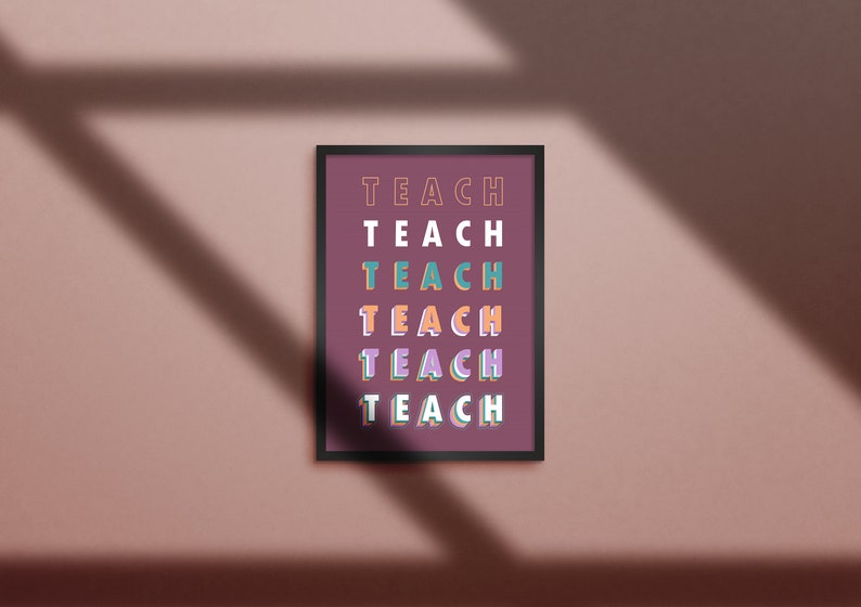 TEACH Digital Art Print Classroom Decor Teacher Geometric - Etsy