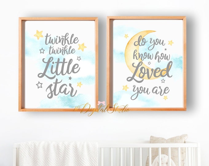 Blue and Yellow Twinkle Twinkle Little Star Printable Nursery Decor Set ...