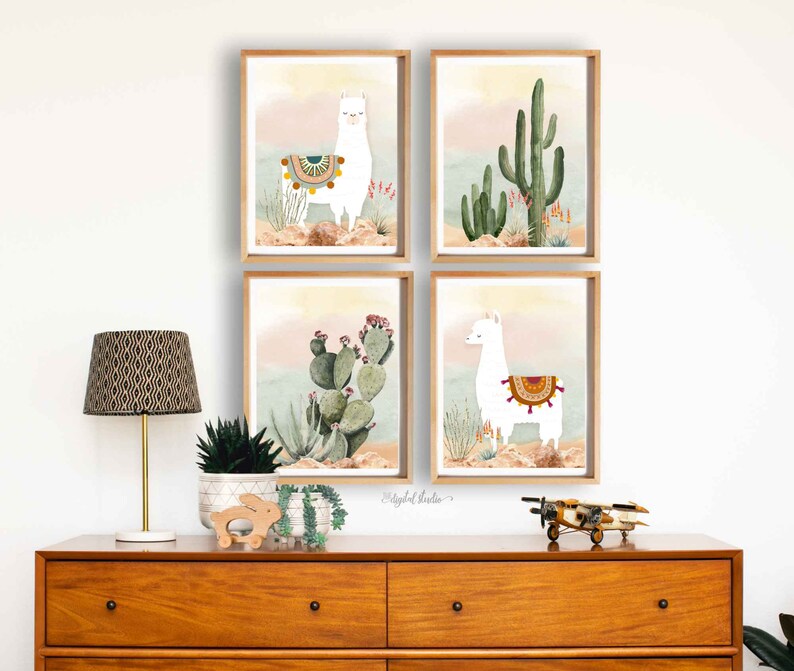 Llama and Cactus Nursery Instant Download Boy Nursery Decor - Etsy