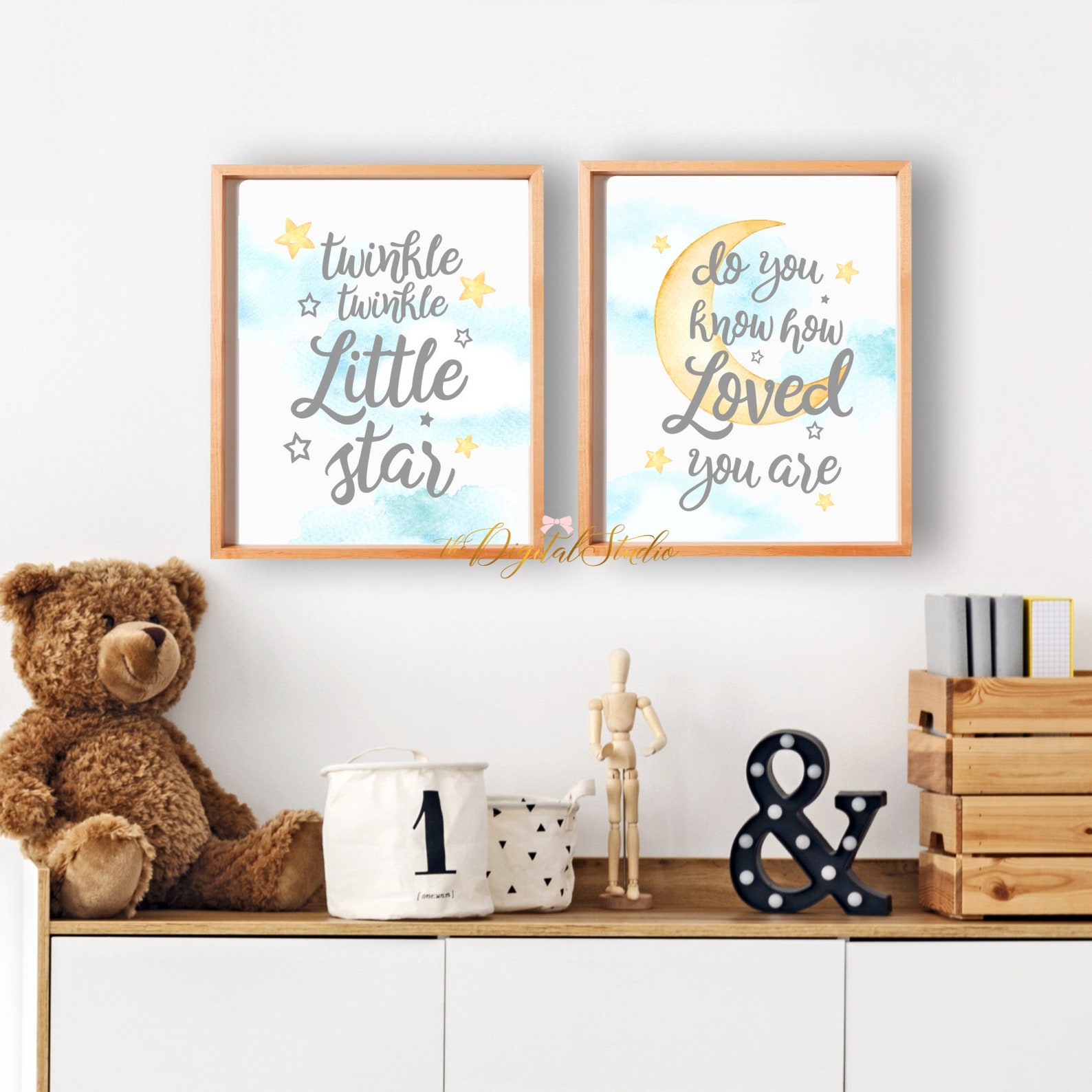 Blue and Yellow Twinkle Twinkle Little Star Printable Nursery - Etsy