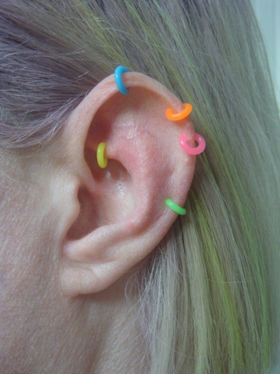 Neon Ear Cuff Neon Ear Cuff Set of 5 Hypoallergenic Earrings Rainbow ...