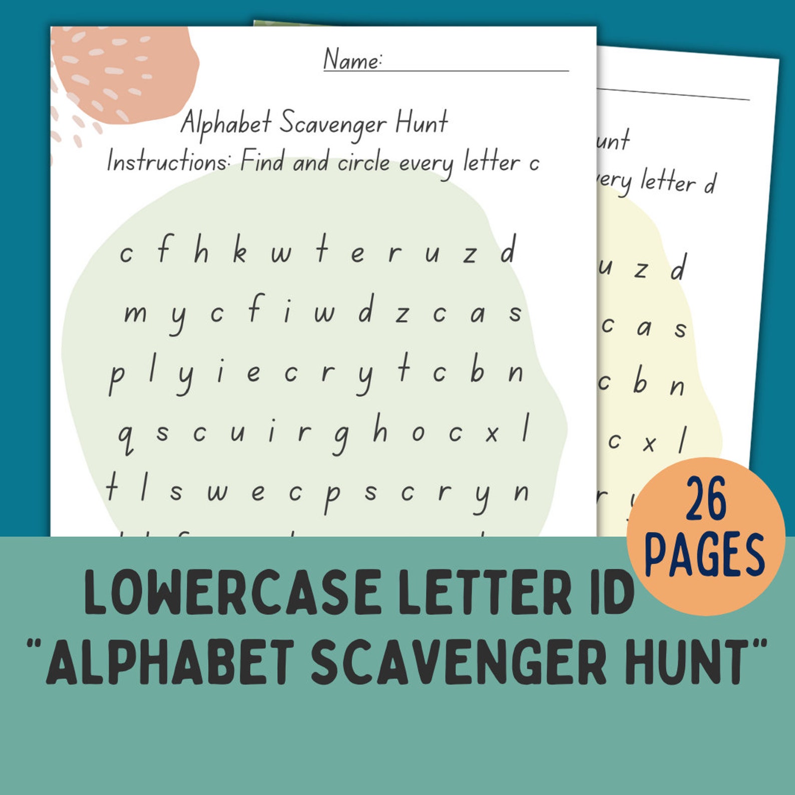 Lowercase Letter ID Activity for Preschool, Kindergarten, Elementary ...