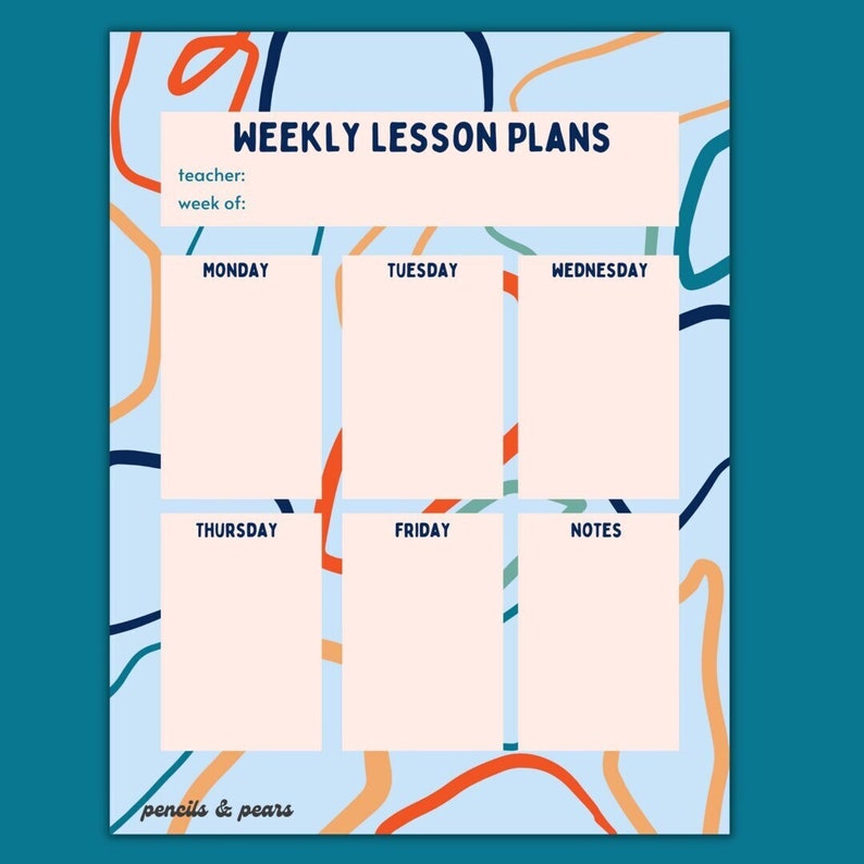 Weekly Lesson Plan Blank for Teachers - Chic and Modern Open-ended ...