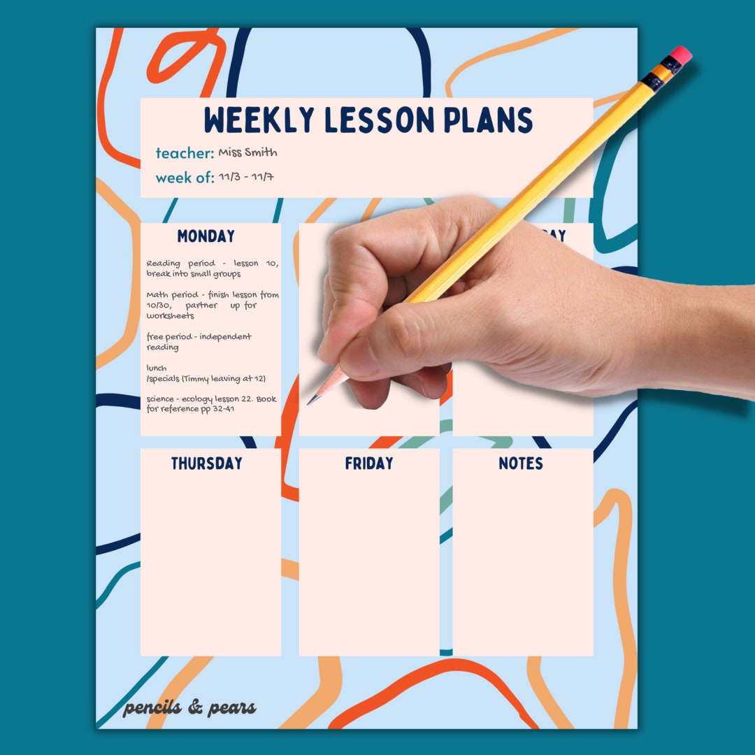 Weekly Lesson Plan Blank for Teachers - Chic and Modern Open-ended ...