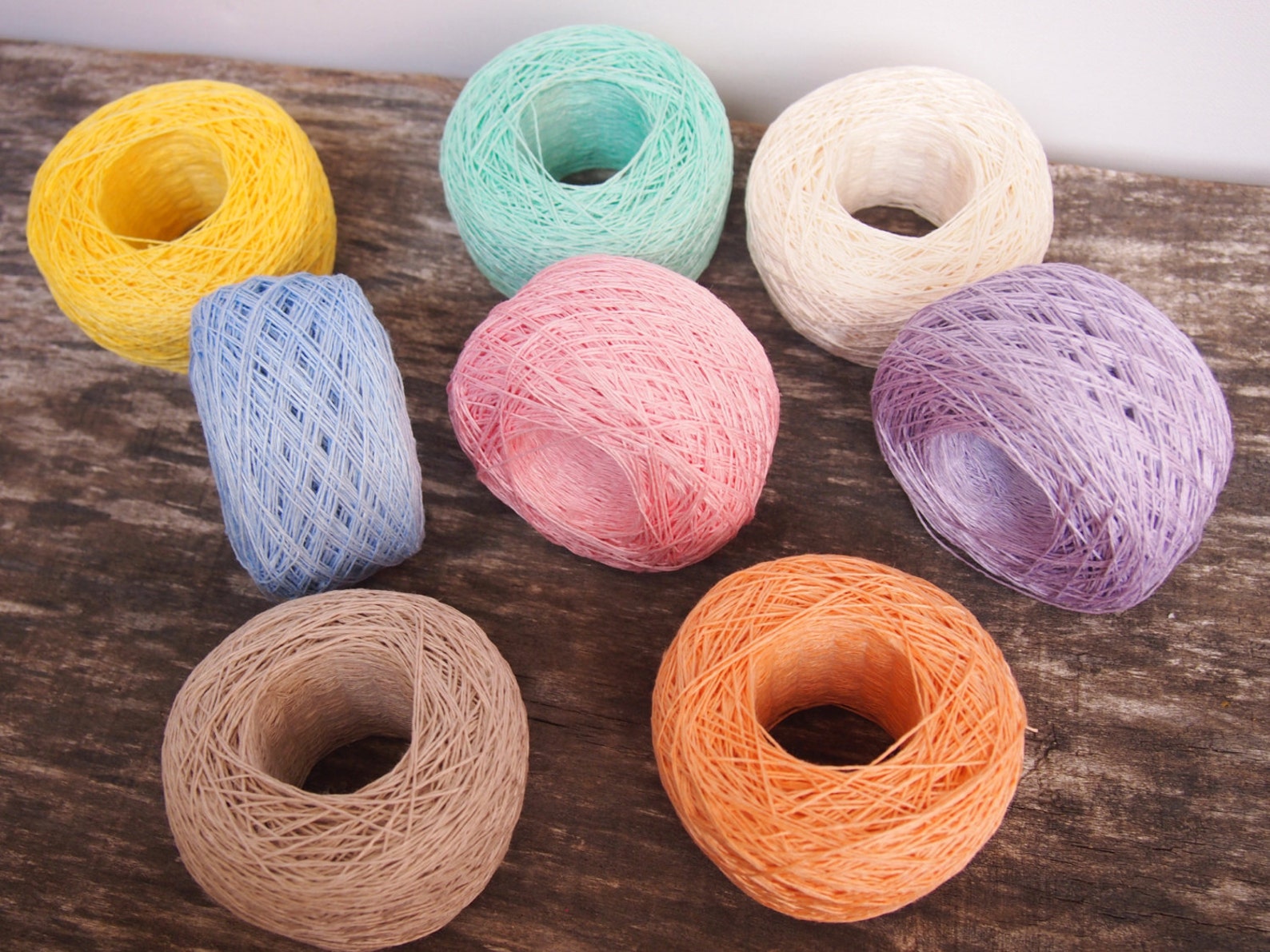 8 Balls Natural Pastel Linen Yarn Colors High Quality Linen | Etsy