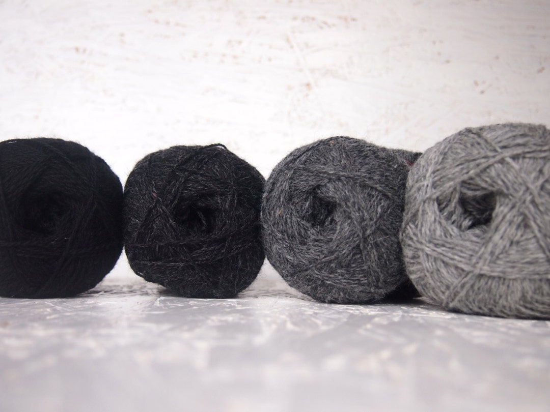 WOOL YARN, 4 Balls Wool for Knitting, Crochet, Black, Grey Wool Yarn ...
