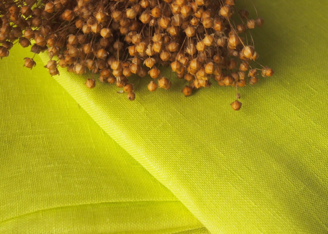 2,2 Yards, 100% Natural Neon Yellow Linen Fabric, Linen Fabric for Any ...