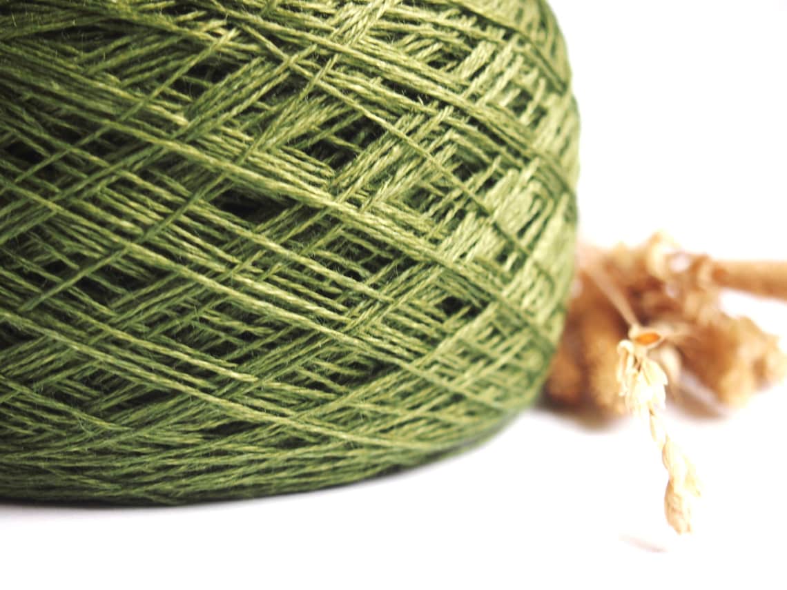 Linen Yarn, High Quality, Dark Moss Green #031 Linen Yarn, Linen Yarn ...