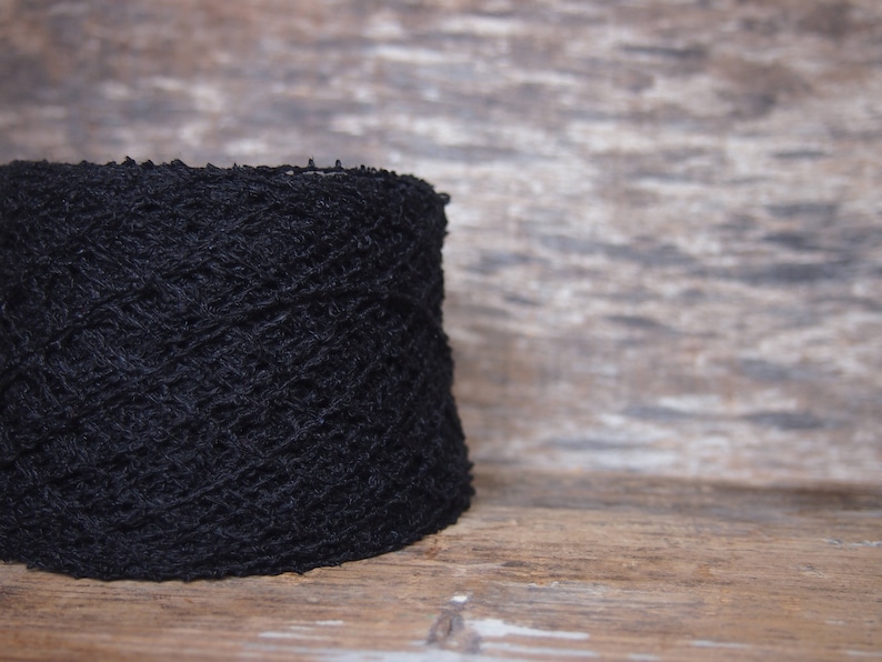 100% BOUCLE BLACK Linen Yarn for Crochet Knitting Weaving - Etsy