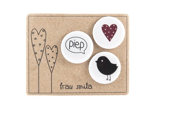 SPATZ PAUL Button-Set oder Magnet-Set 3 Stück | Etsy