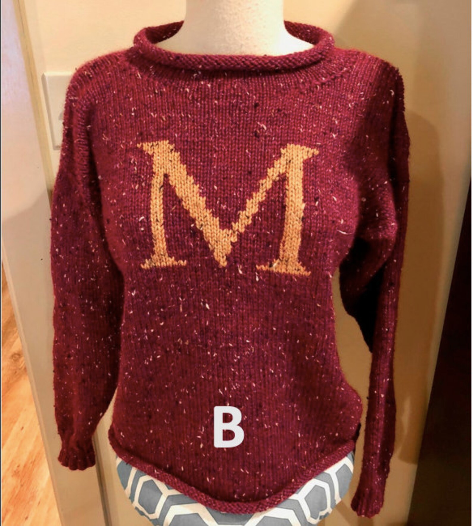 Adult and Child Monogram Sweater Hand Knitted Tweed Letter - Etsy