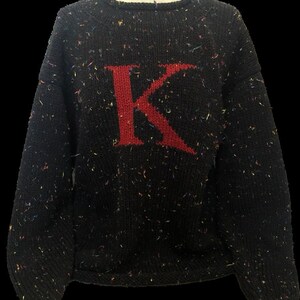 Adult and Child Monogram Sweater, Hand Knitted Tweed Letter Sweater ...