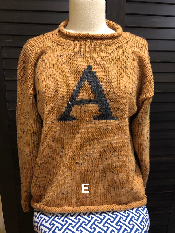 Adult and Child Monogram Sweater Hand Knitted Tweed Letter - Etsy