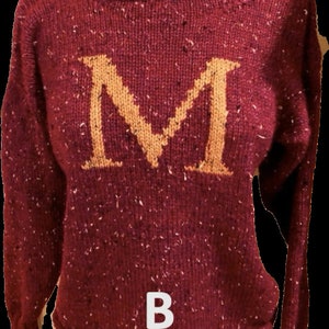 Adult and Child Monogram Sweater, Hand Knitted Tweed Letter Sweater ...