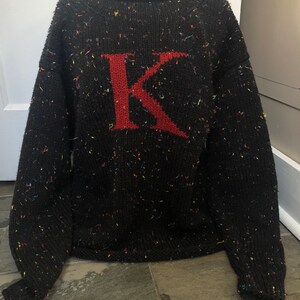 Adult and Child Monogram Sweater Hand Knitted Tweed Letter - Etsy