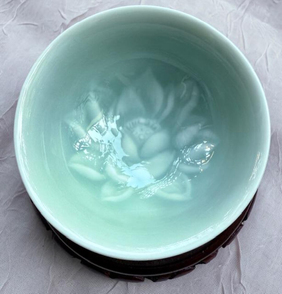 Celadon Green Lotus Teacup - Set of Three - Etsy
