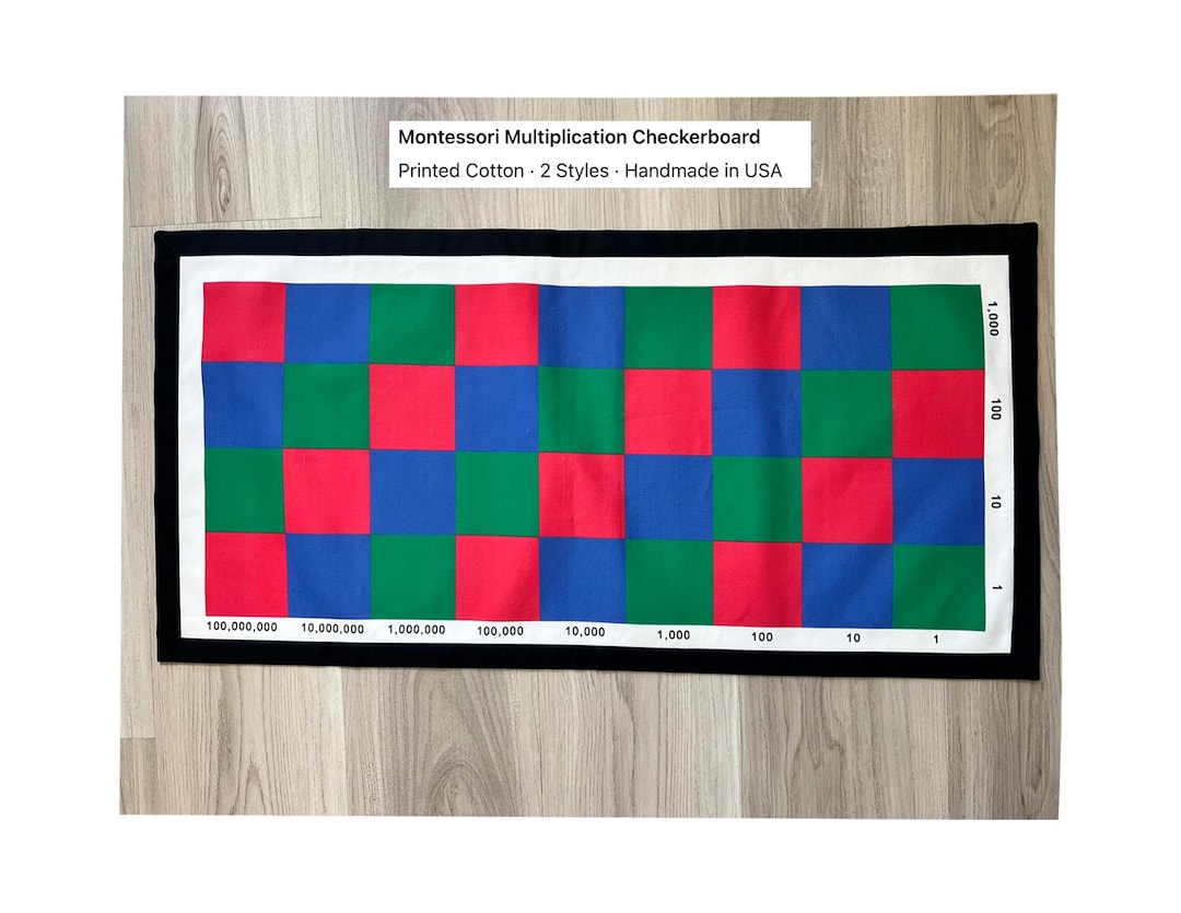 Montessori Multiplication ( Printed) Checkerboard Mat, Cotton Math Work ...