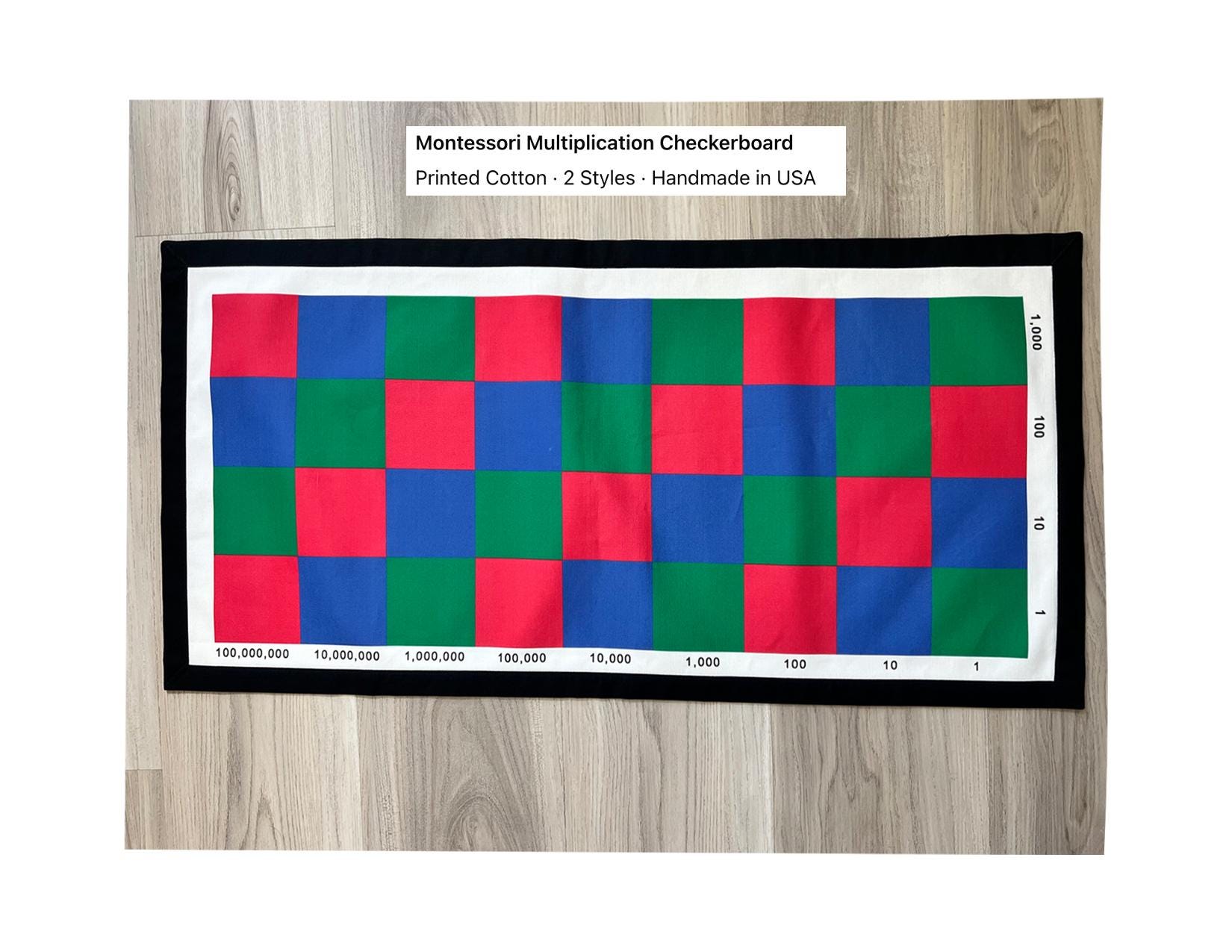 Montessori Multiplication ( Printed) Checkerboard Mat, Cotton Math Work ...