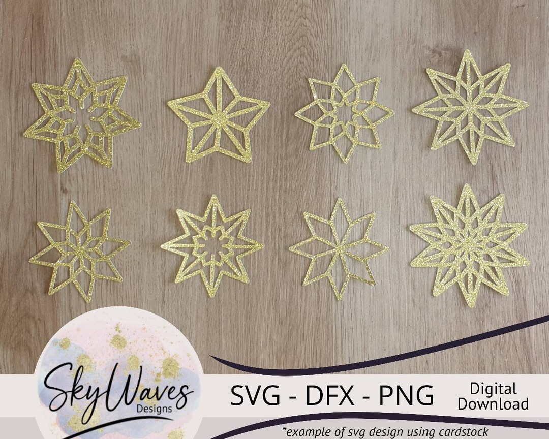 Christmas Star Bundle of 8 SVG DFX & PNG Digital Cut File - Etsy