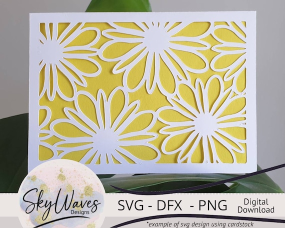 Daisy Patterned Card Template SVG PNG DFX Files for Cricut & - Etsy