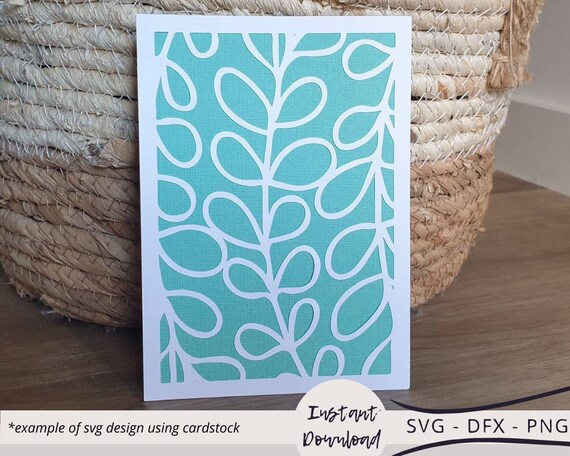 Leaf Patterned Card Template SVG PNG DFX Files for Cricut & | Etsy