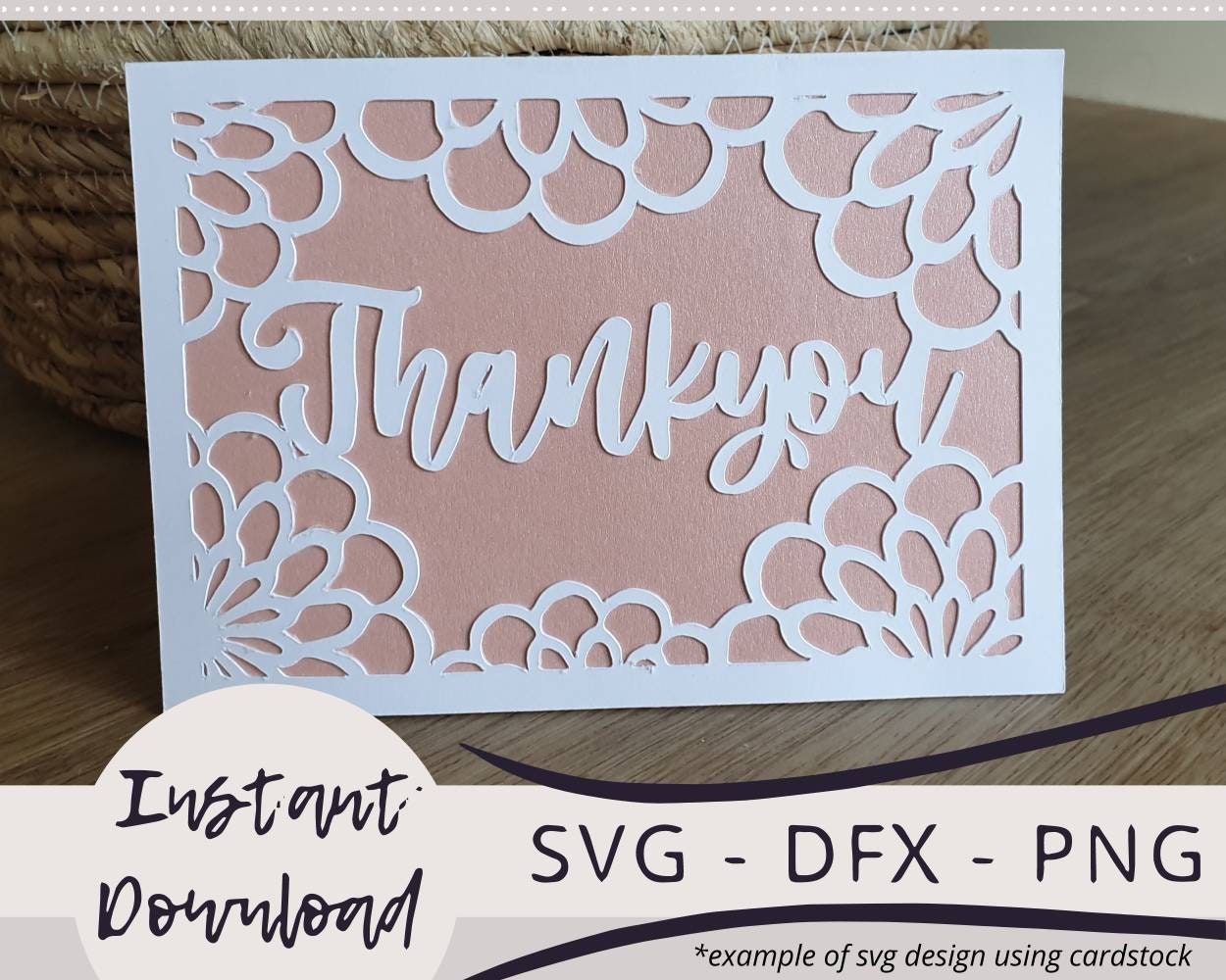 Thank You Card Svg Cut File | Etsy