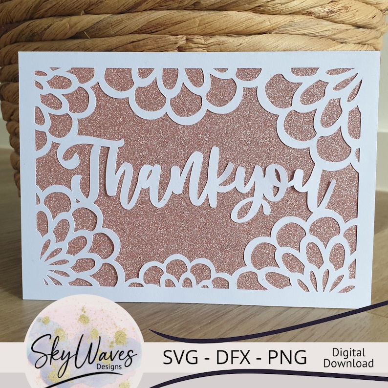 Thank You Card Svg Cut File - Etsy