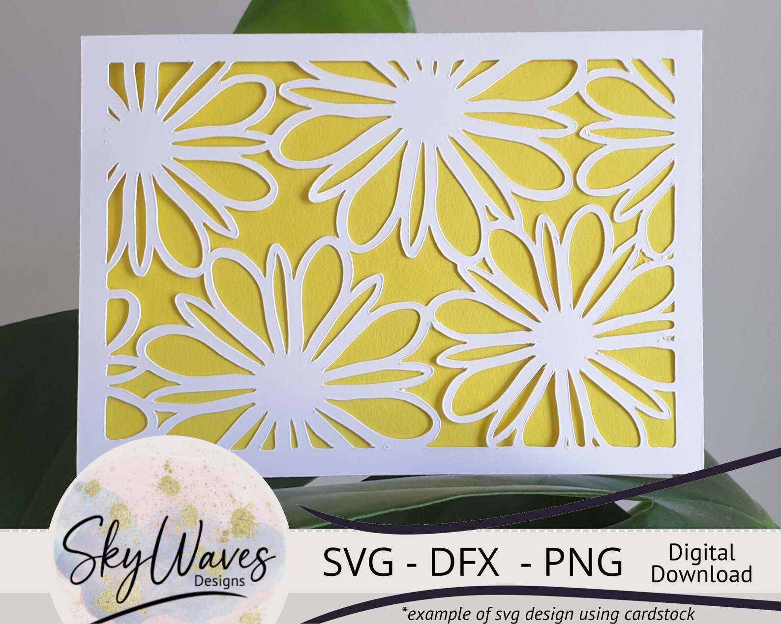 Patterned Card Template Bundle: Floral SVG, PNG, DFX Files (digital ...