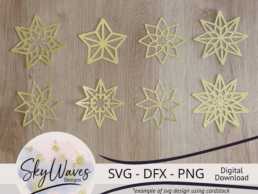 Christmas Star Bundle of 8 SVG, DFX & PNG Digital Cut File Download for ...