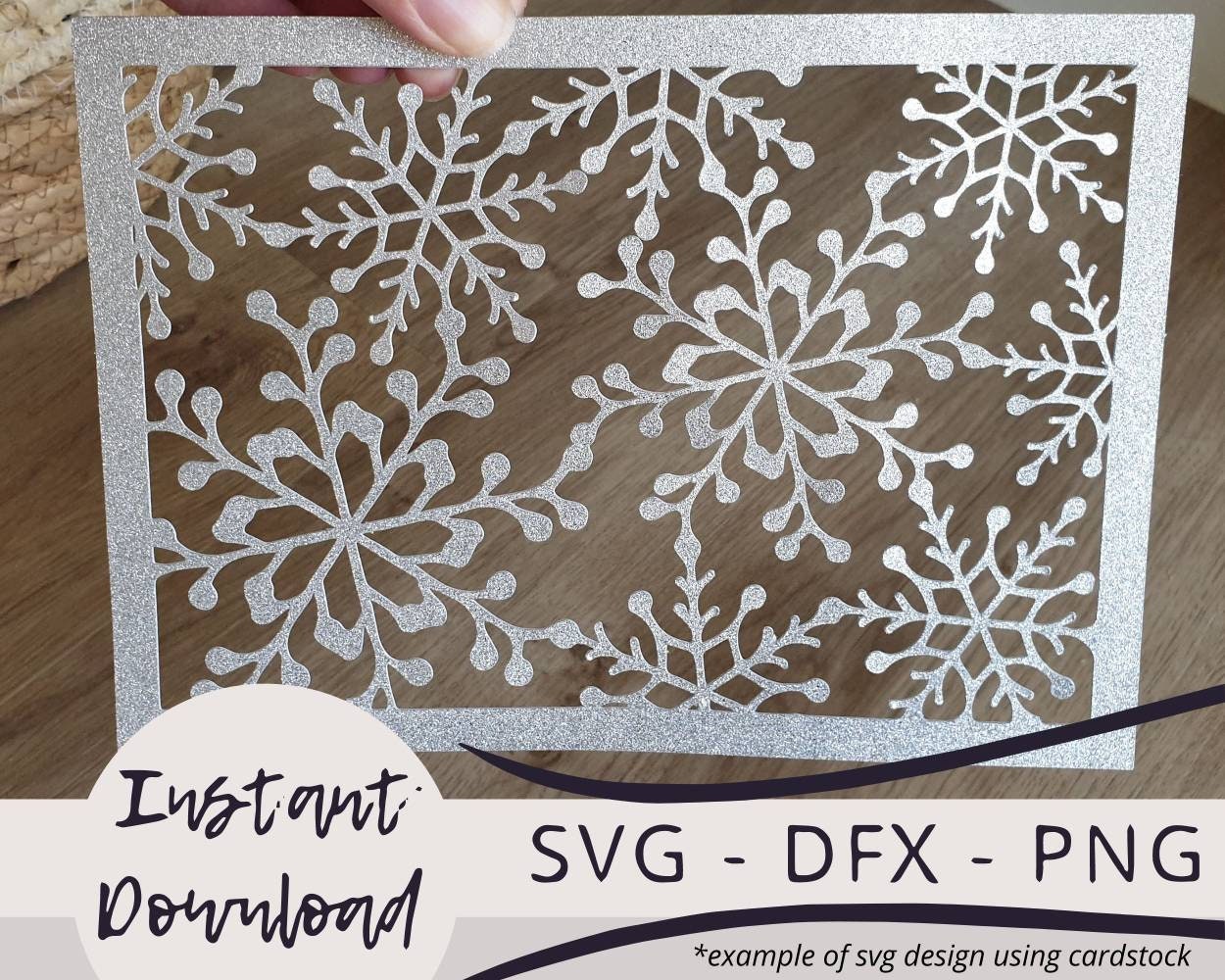 Patterned Snowflakes Card Template Svg Dfx & Png - Etsy