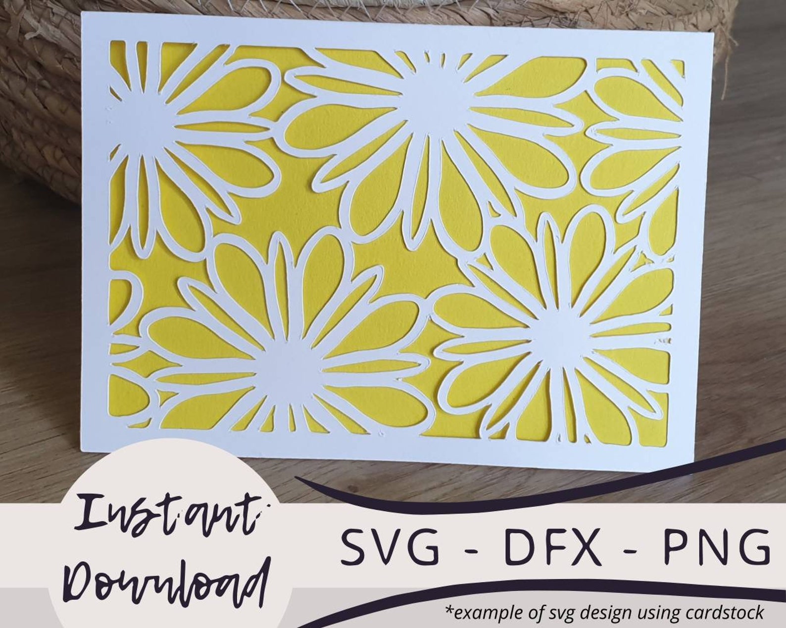 Daisy Patterned Card Template SVG PNG DFX Files for Cricut & | Etsy ...