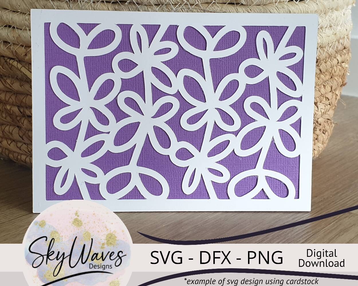 Patterned Card Template Bundle: Floral SVG, PNG, DFX Files (digital ...