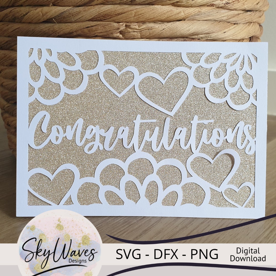 Congratulations Card SVG: Wedding & Engagement Cricut Template (digital ...