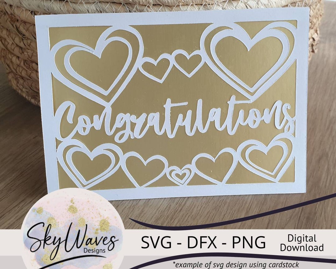 Congratulations Card SVG: Wedding & Engagement Template (digital ...