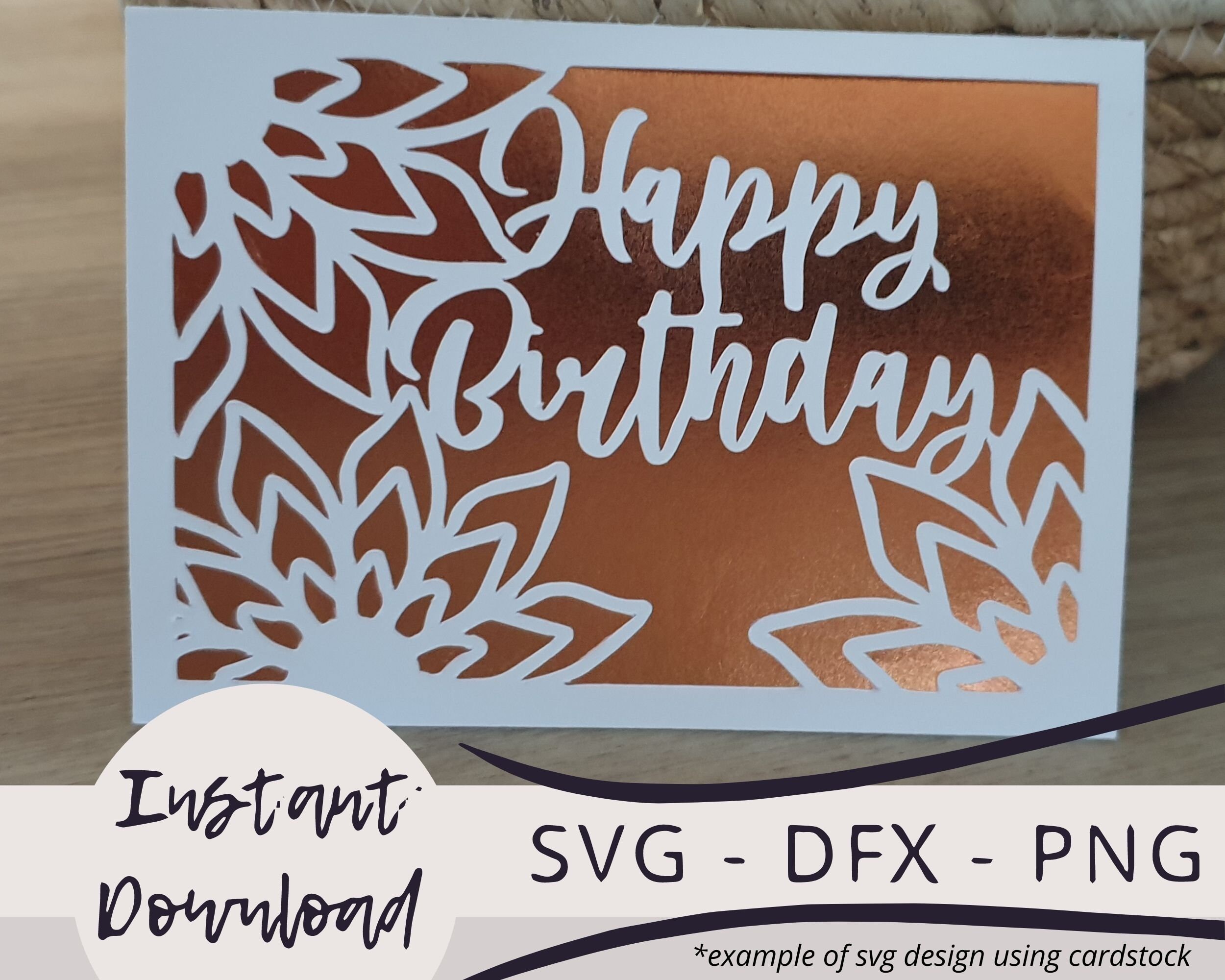 Svg Birthday Card Template Flowers SVG DFX & PNG Instant | Etsy UK