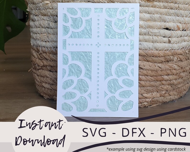 Religious Cross Card SVG Cut File Template for Baptism First | Etsy