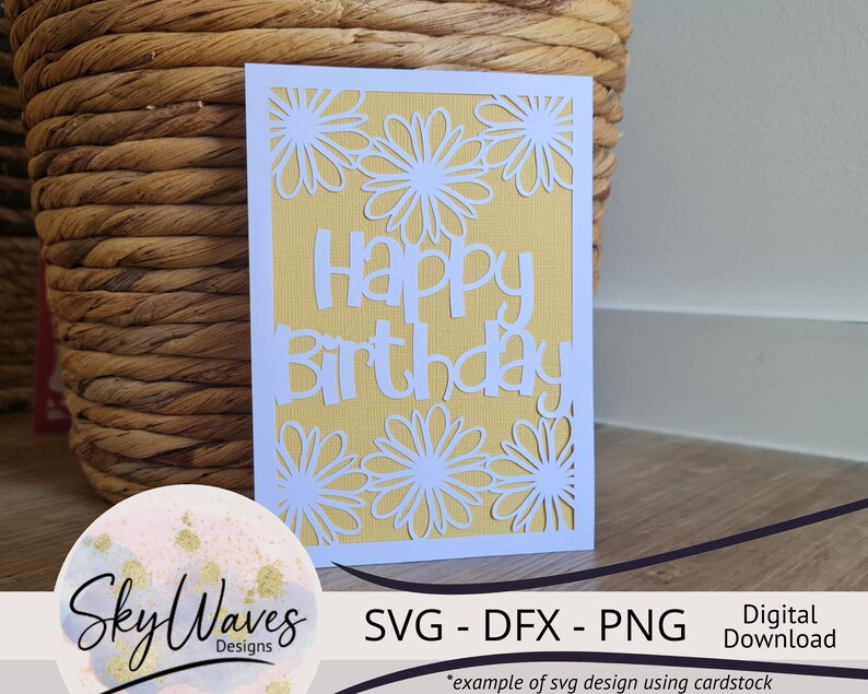 Daisy Happy Birthday Card SVG: Cricut, Laser Cut File (digital Download ...