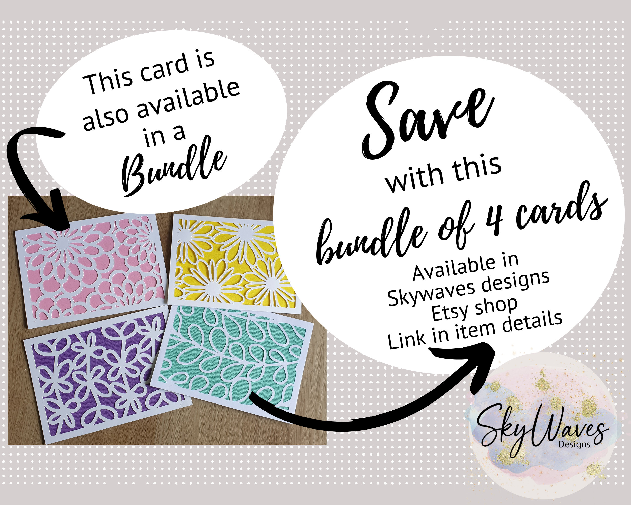 Daisy Patterned Card Template SVG, PNG, DFX Files for Cricut ...