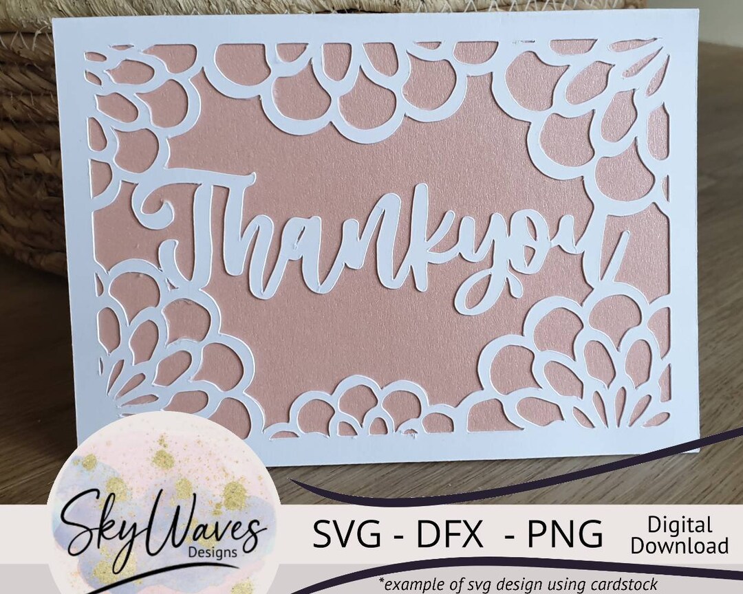 Thank You Card Svg Cut File - Etsy