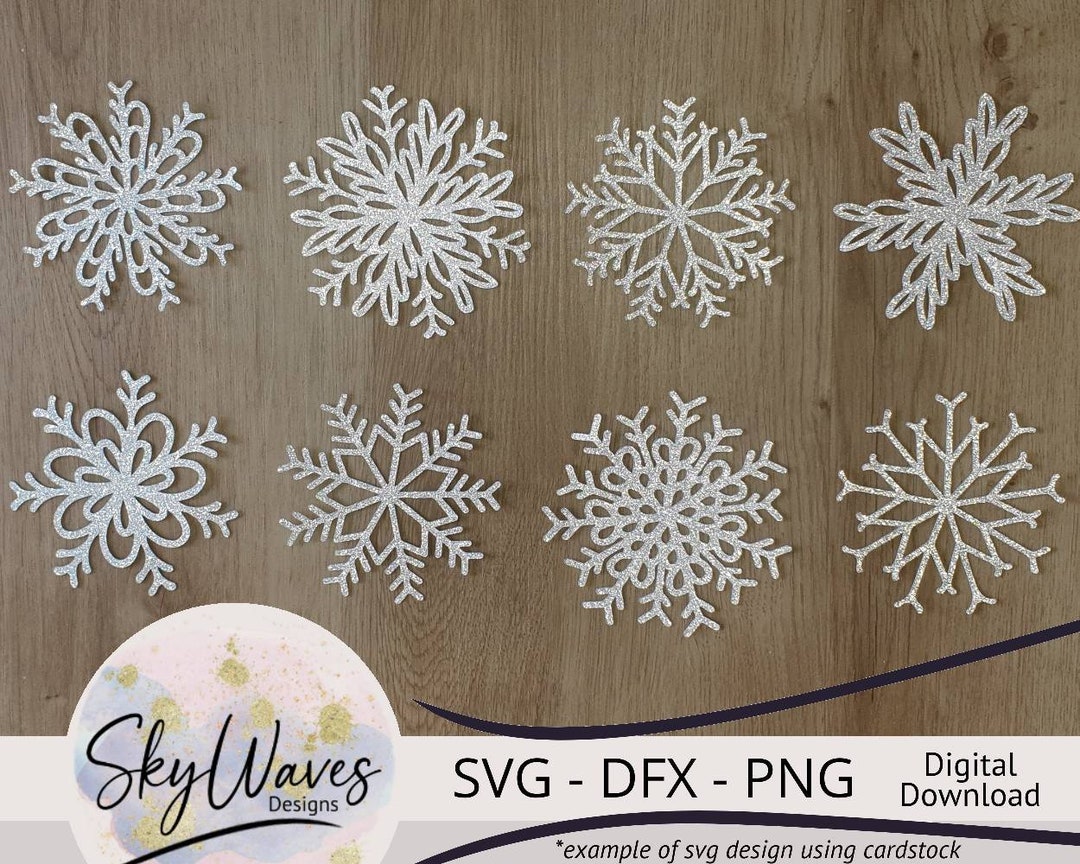 Christmas Snowflake Bundle of 8 SVG, DFX & PNG Digital Cut Files for ...