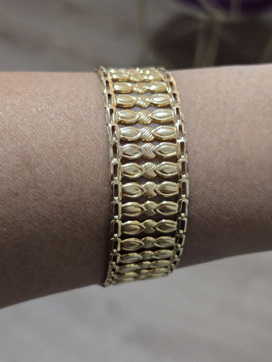14k Solid Gold Italian Bracelet / Gift for Her / Vintage Bracelet - Etsy