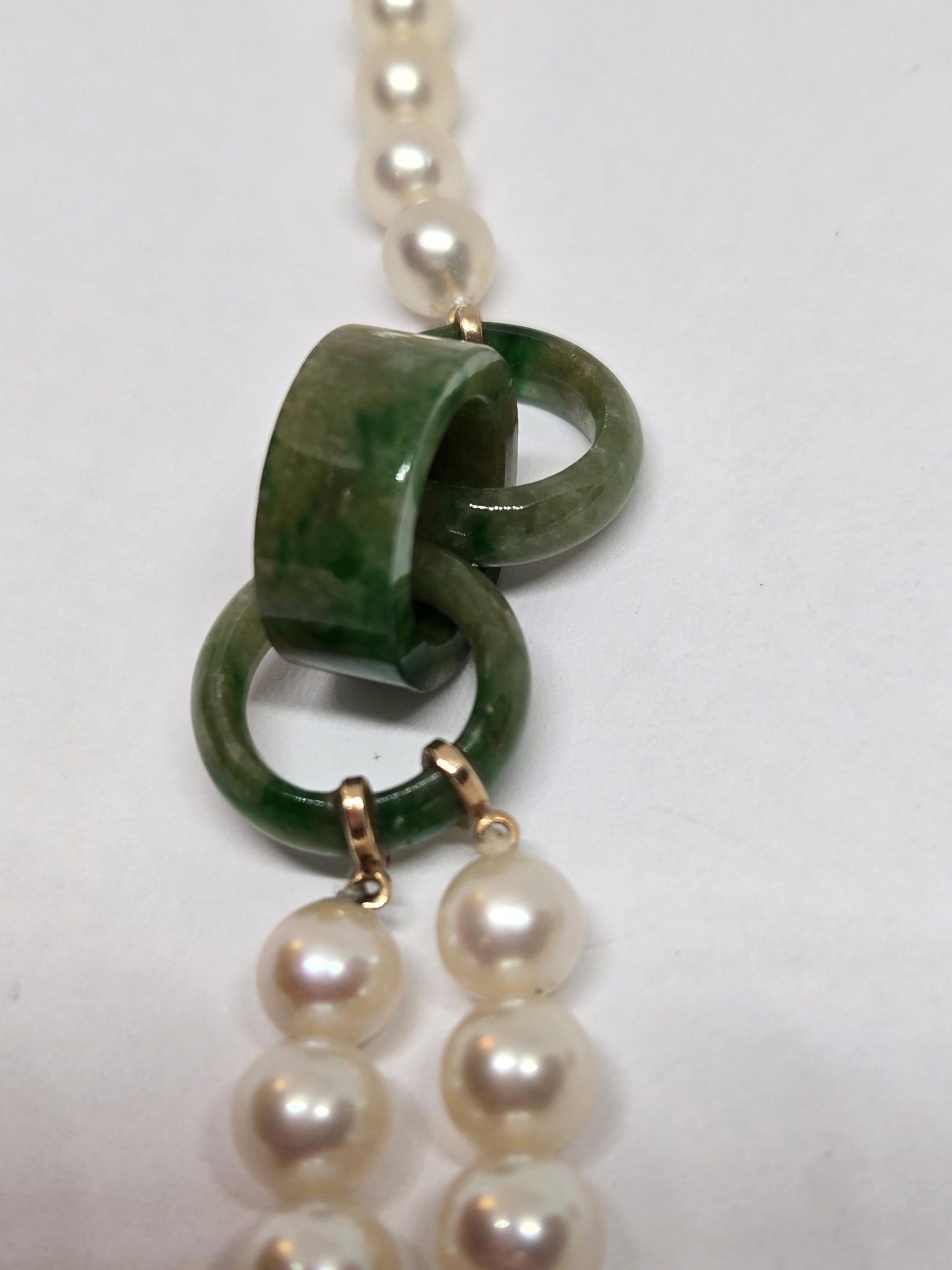 Ming's 14k Gold Green Jade Endless Knot Pearl Necklace - Etsy