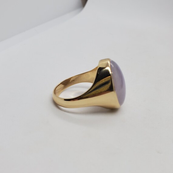 14k solid gold natural lavender jade men's ring/ gift… - Gem