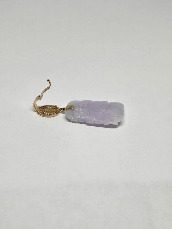 14k Gold Lavender Jade Pendant: Carved Peach, Double … - Gem