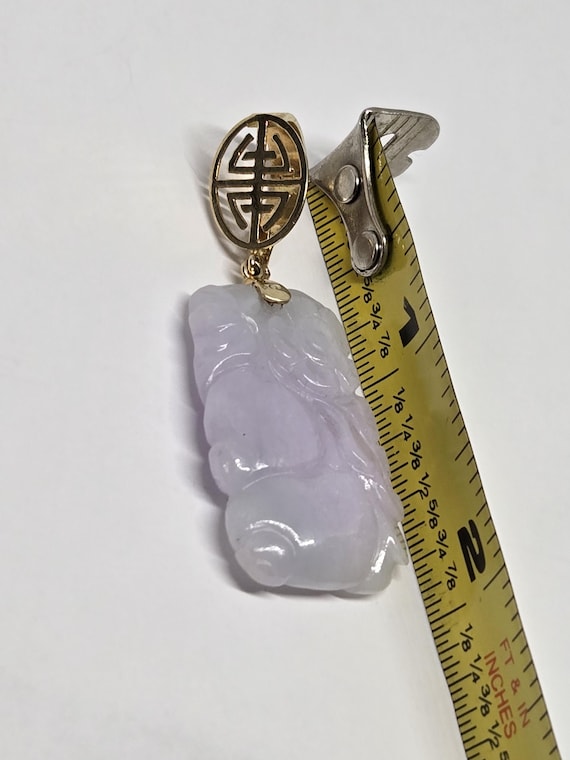 14k Gold Lavender Jade Pendant: Carved Peach, Double … - Gem
