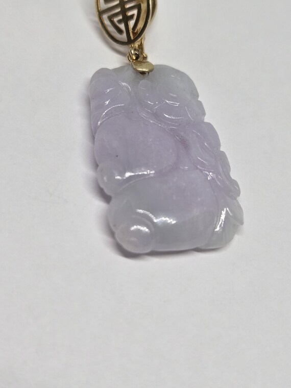 14k Gold Lavender Jade Pendant: Carved Peach, Double … - Gem