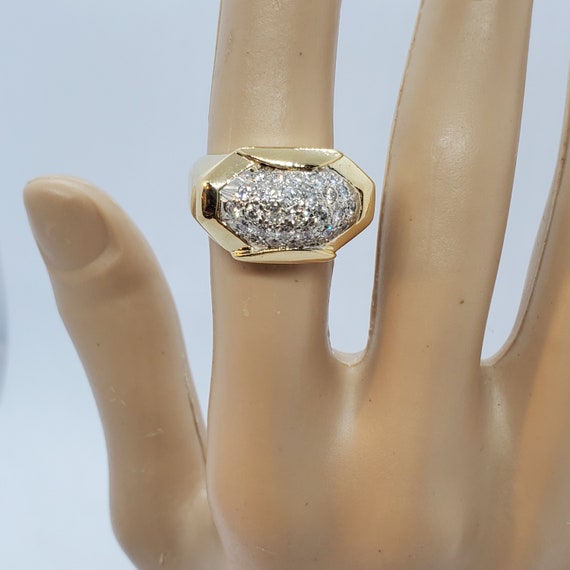 18k solid gold pave diamond ring/ vintage ring/ gift … - Gem