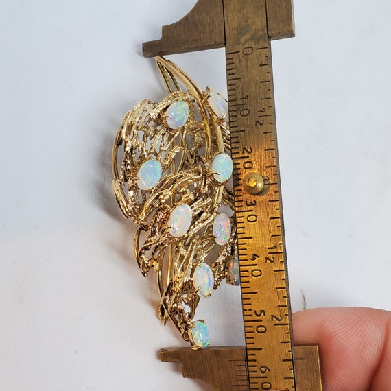 14k solid gold vintage Australian opal leaf design br… - Gem